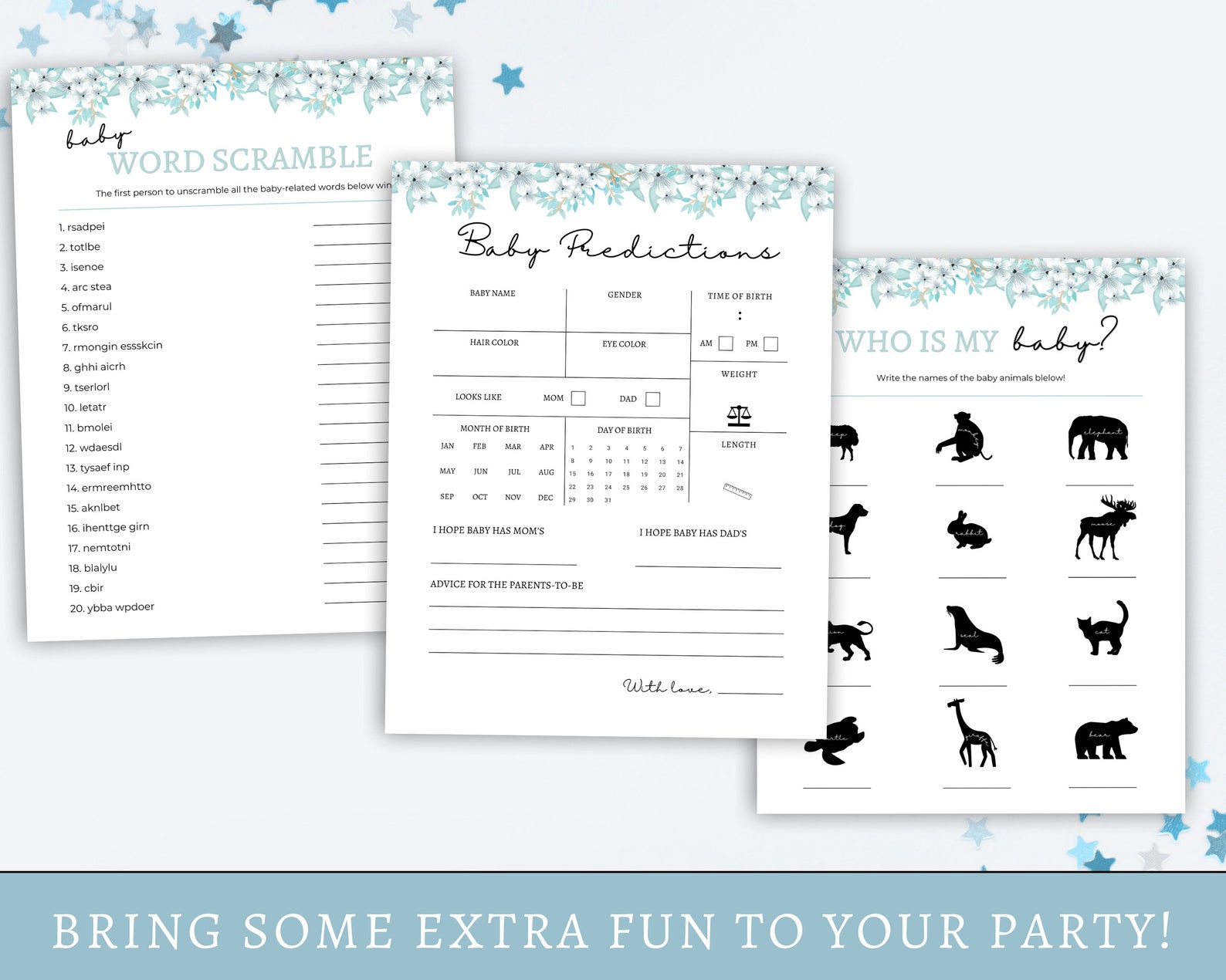 Blue Baby Shower Games Boy Baby Shower Games Bundle Baby - Etsy