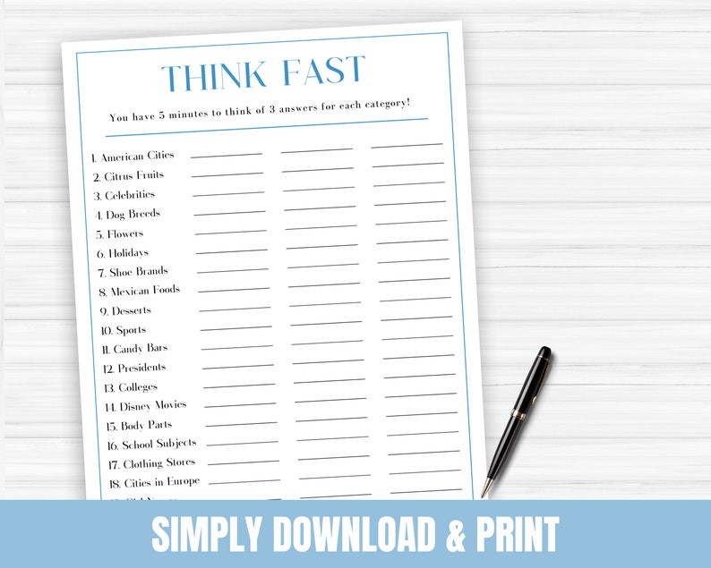 Think Fast Game, Icebreaker Game, Fun Icebreaker Ideas, Group Party ...