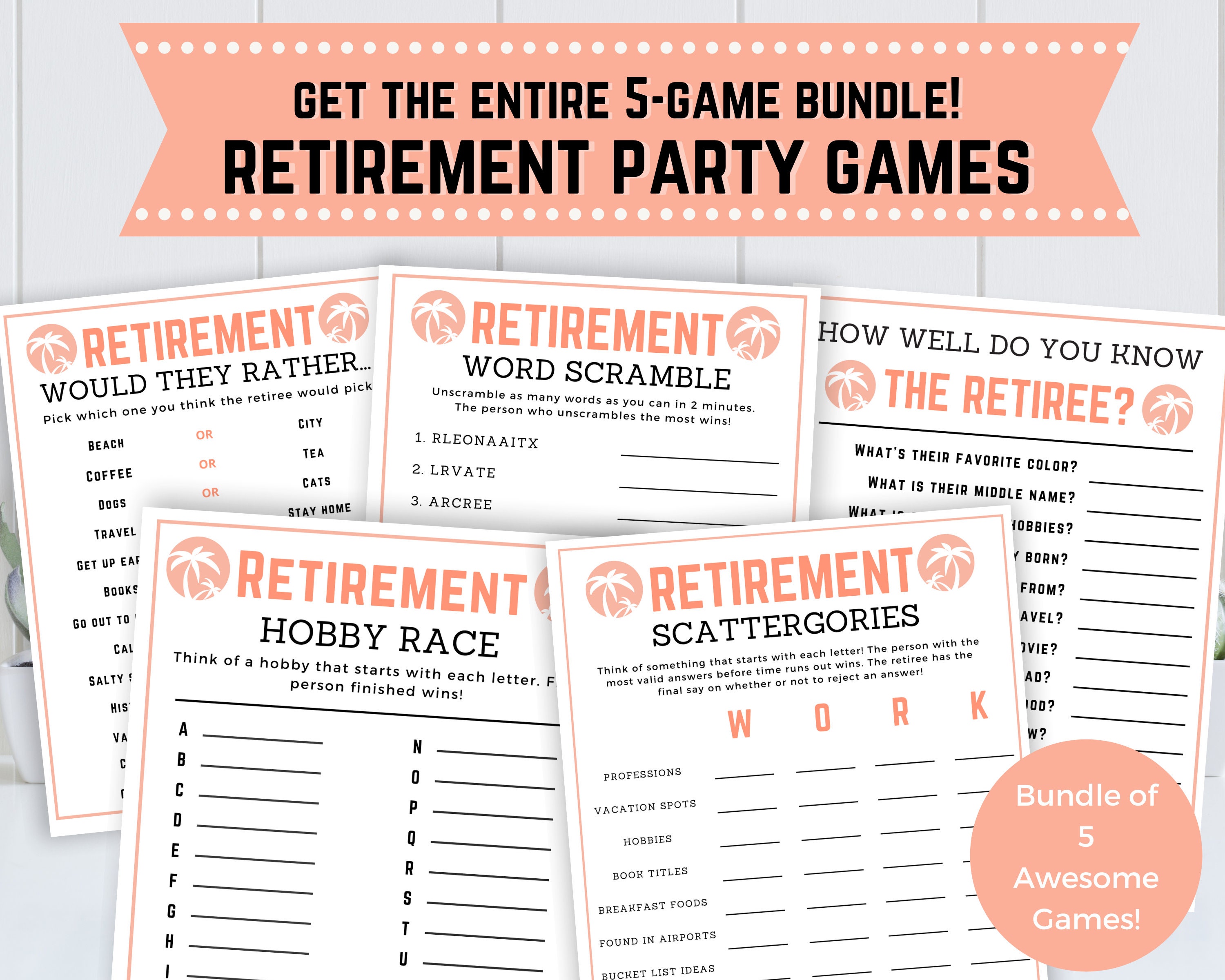 Retirement Party Games Retirement Games Retiree Games - Etsy