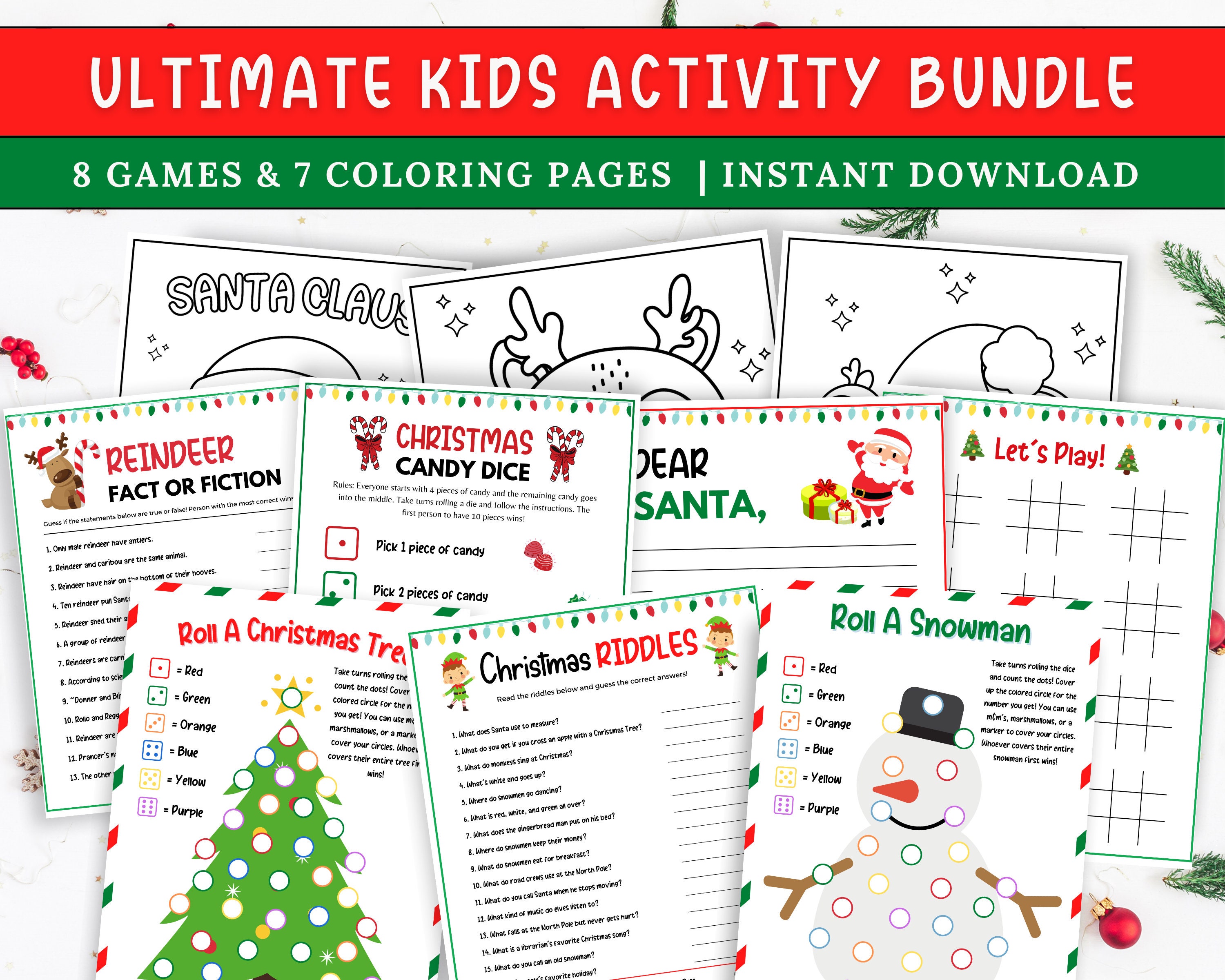 Christmas Activities Bundle, Christmas Activities for Kids, Printable ...