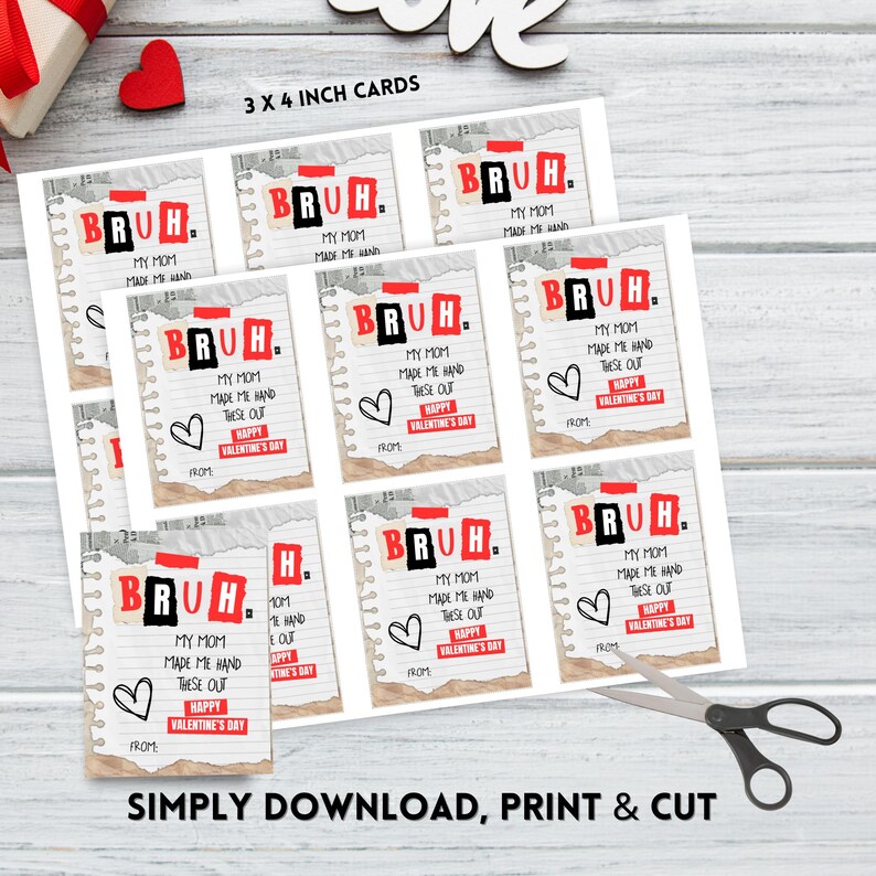 Bruh Valentine Cards, Boys Classroom Valentine Cards, Funny Kids Tween ...