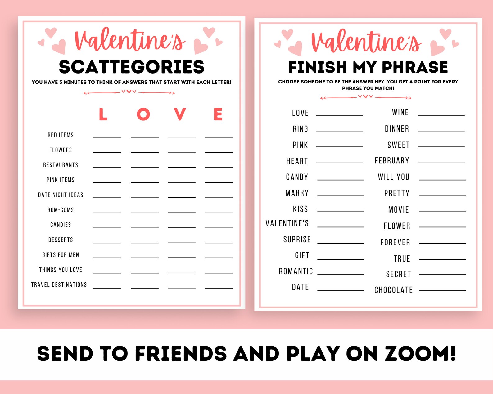 Valentine's Day Party Games Valentine's Day Game | Etsy