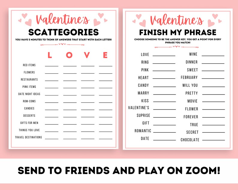 Virtual Valentine's Day Games Virtual Valentine's Day | Etsy