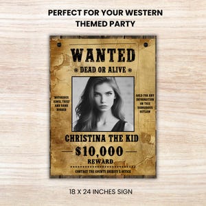 Wanted Poster Template, Wanted Poster Welcome Party Sign, Wild West ...