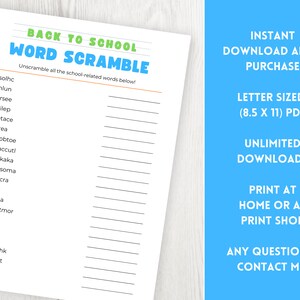 Back to School Word Scramble, Classroom Games, Icebreakers for Students ...