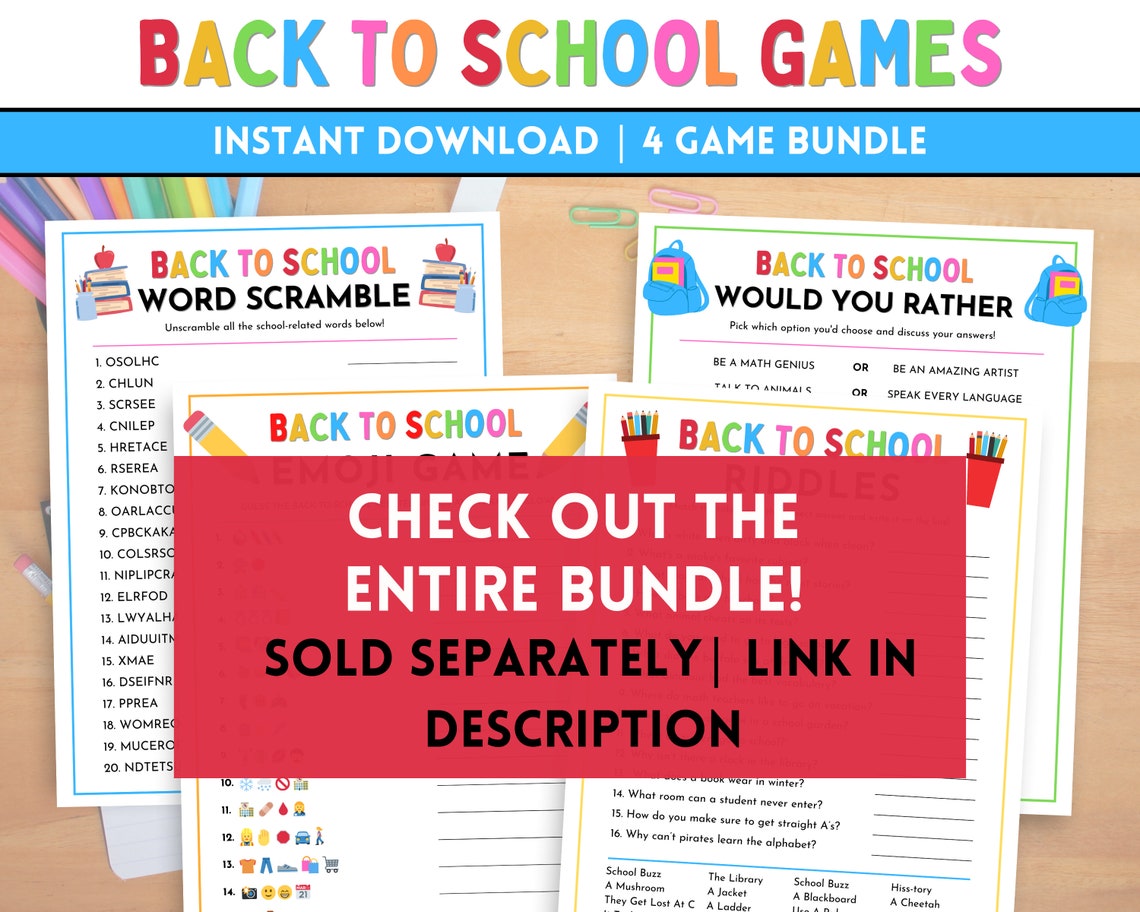 Back to School Riddles Printable Back to School Game First - Etsy
