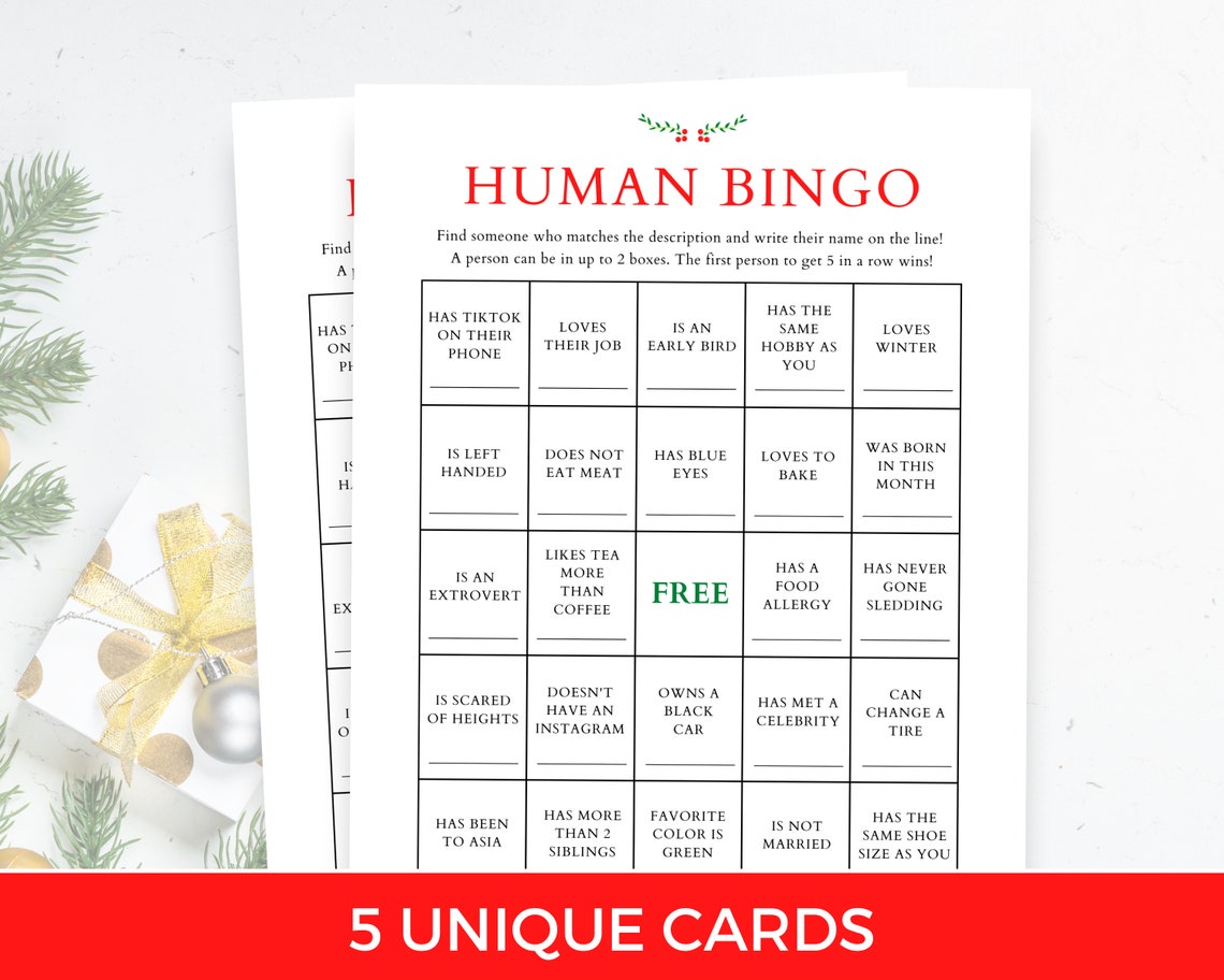 Human Bingo, Christmas Party Starter Game, Printable Christmas Game ...