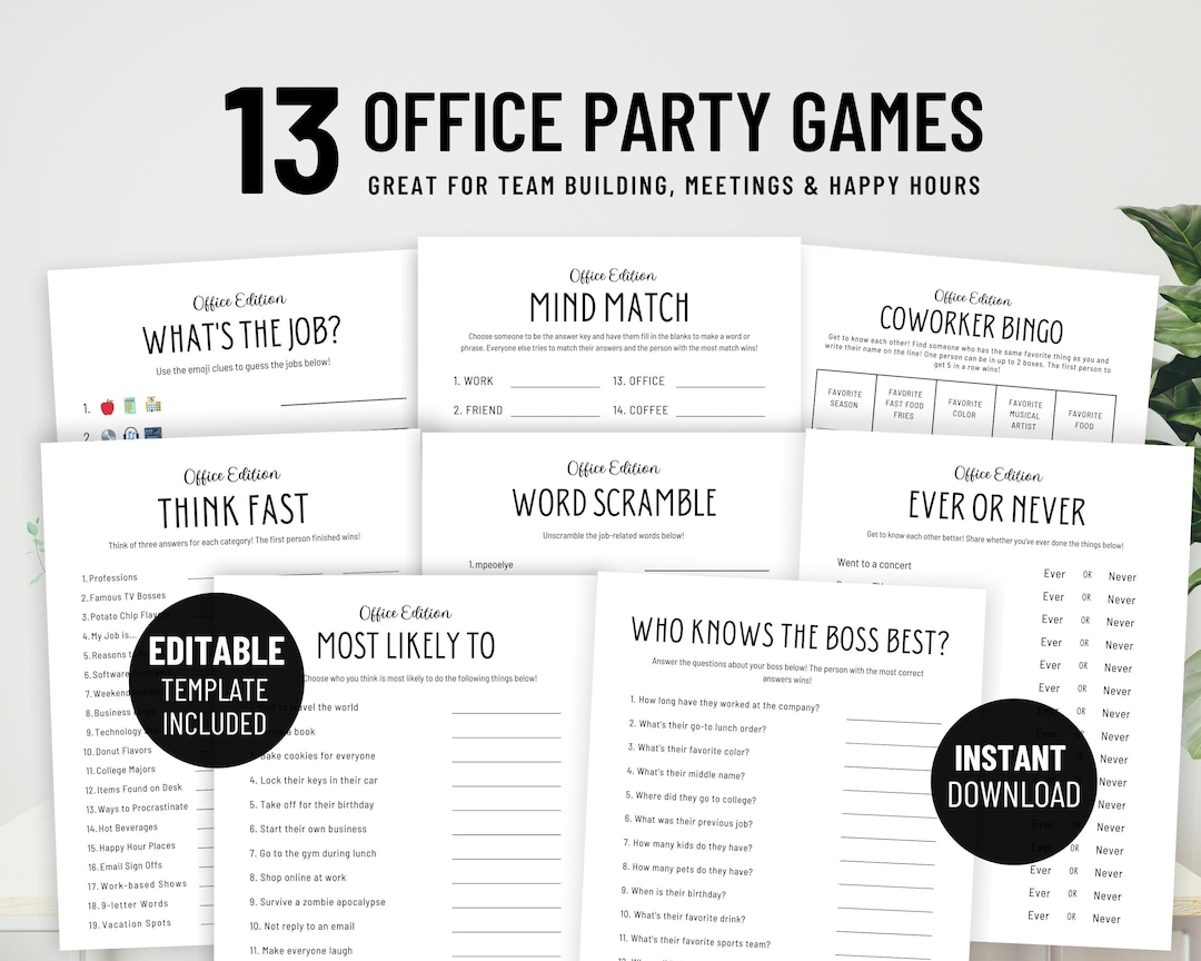Office Party Games Bundle | Play These Fun Office Party Games at Work ...