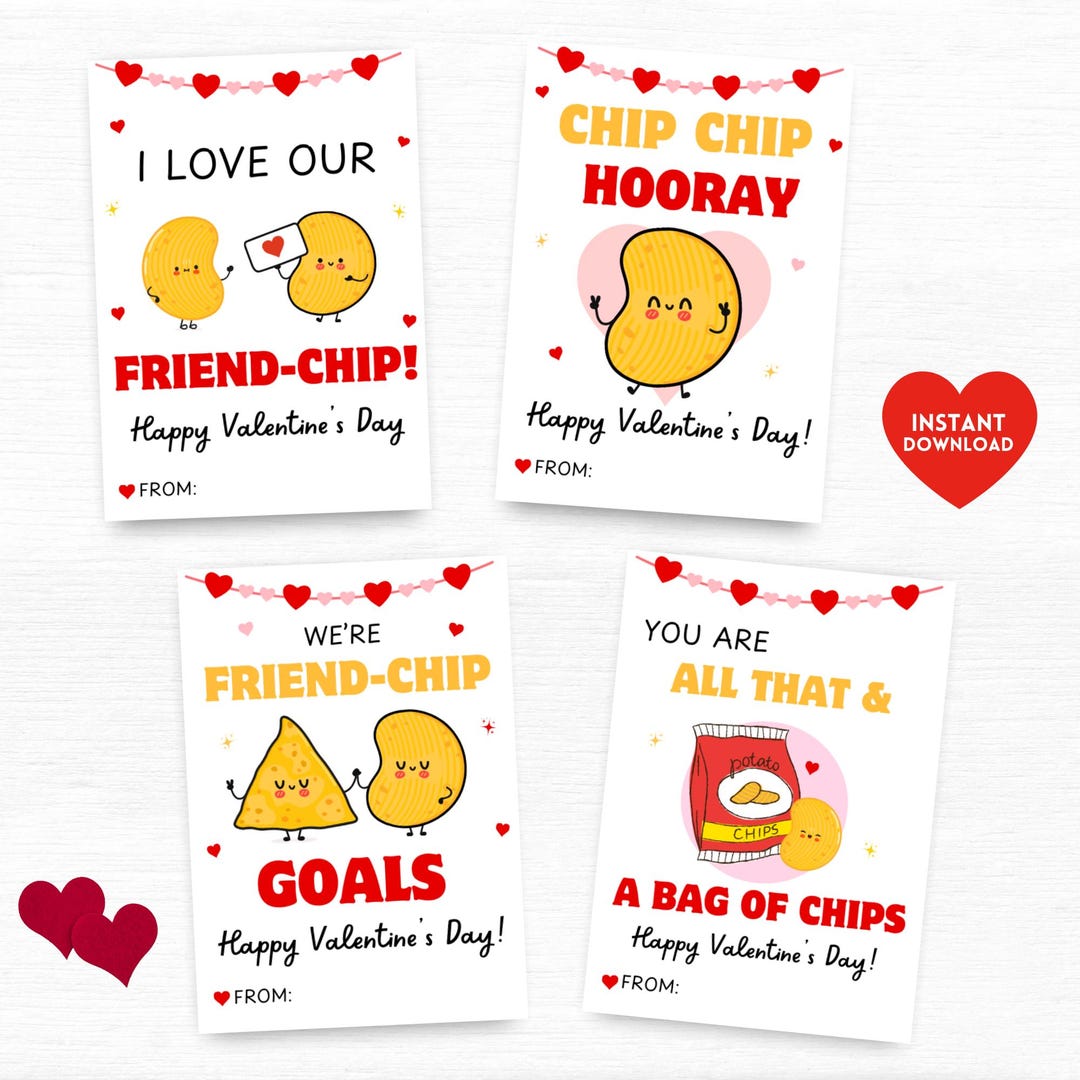 Kids Valentine's Day Cards Chips, Classroom Valentine's Day Cards, Non ...