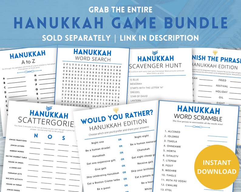 Hanukkah Word Search, Printable Hanukkah Game, Hanukkah Party Game ...