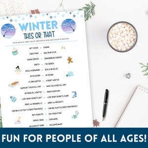 Winter Party Game, Printable Winter Games, Winter This or That, Party ...