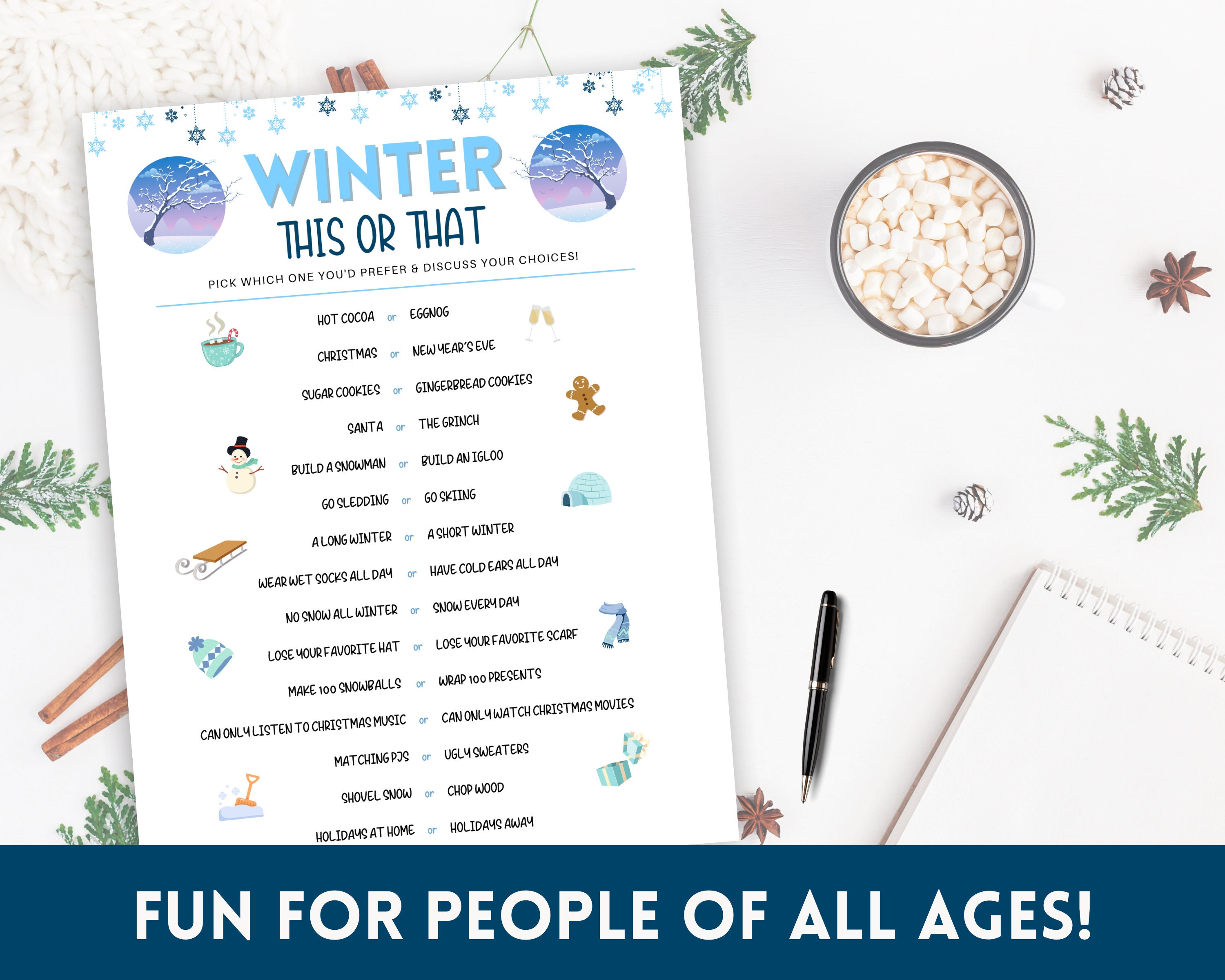 Winter Party Game Printable Winter Games Winter This or - Etsy