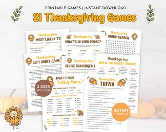 Thanksgiving Games Bundle Printable, Friendsgiving Party Games, Family ...