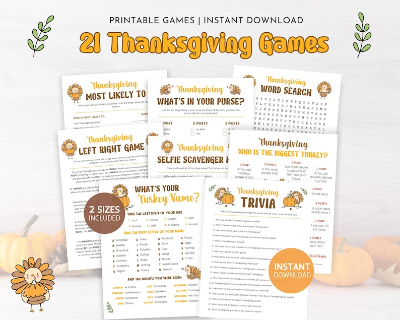 Thanksgiving Games Bundle Printable, Friendsgiving Party Games, Family ...