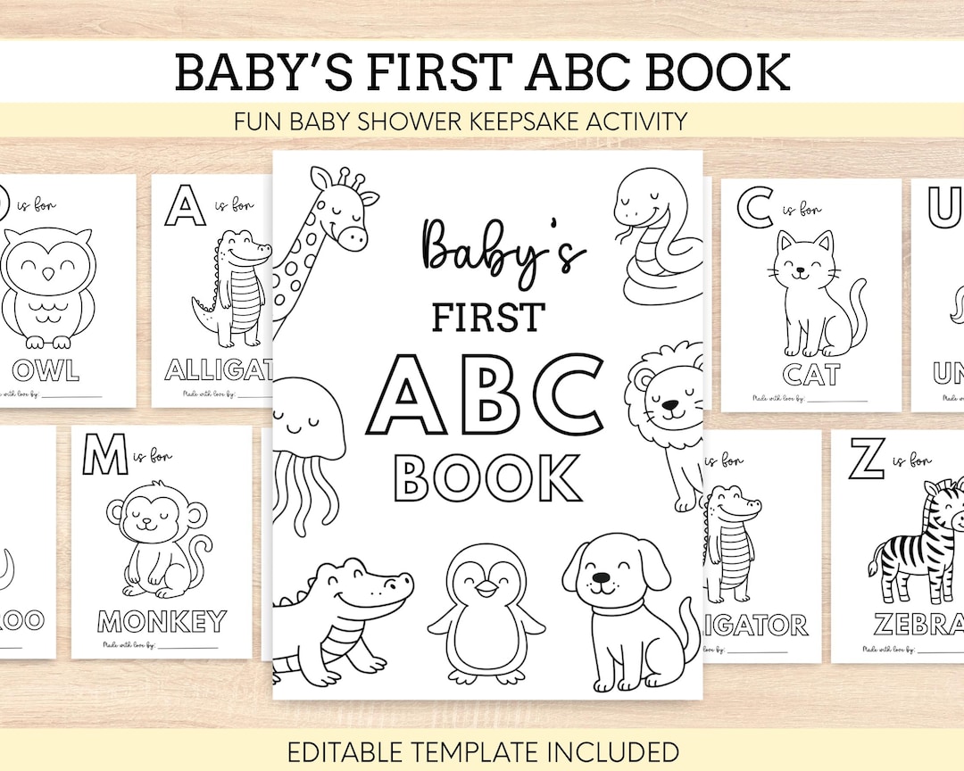Baby's First ABC Coloring Book, Baby Shower Coloring Book Keepsake ...