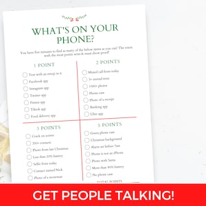 Christmas Party Starter Game, Christmas Game Printable, Whats on Your ...