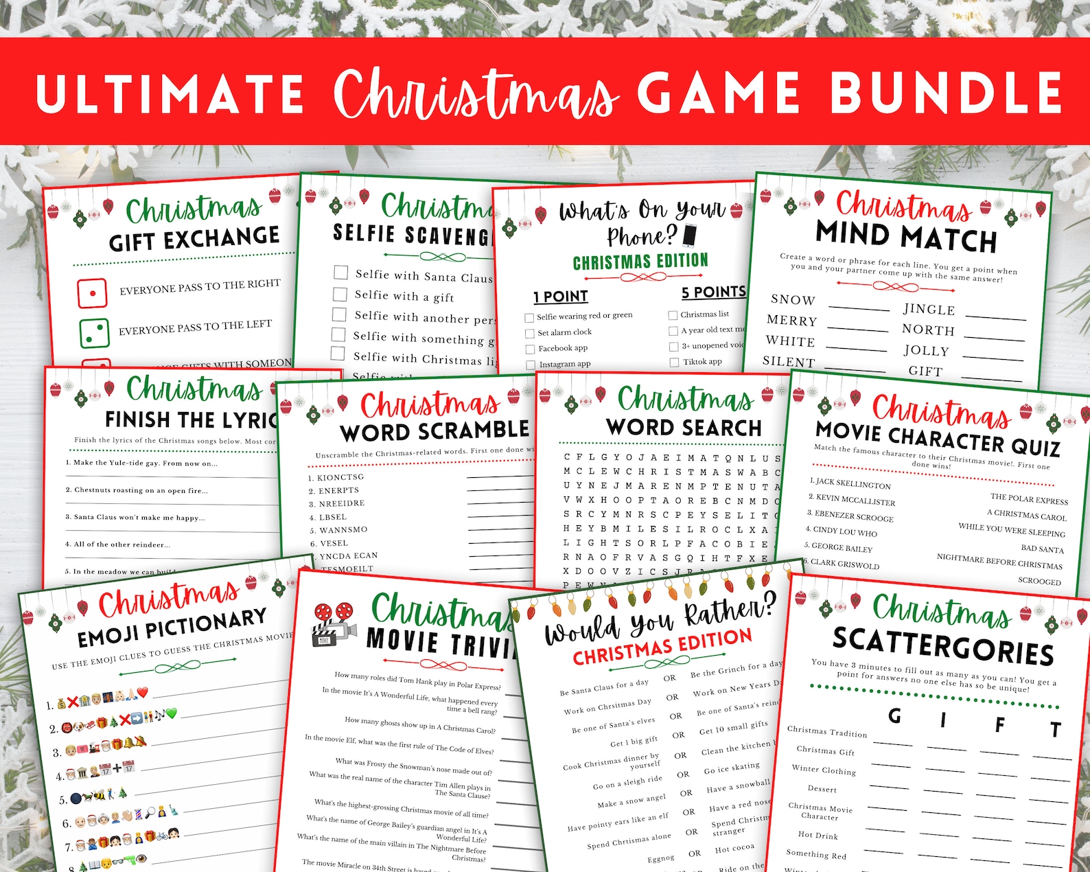 Christmas Games Bundle Printable Christmas Party Games - Etsy