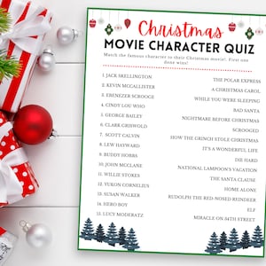 Christmas Party Game, Christmas Movie Characters Quiz, Printable ...