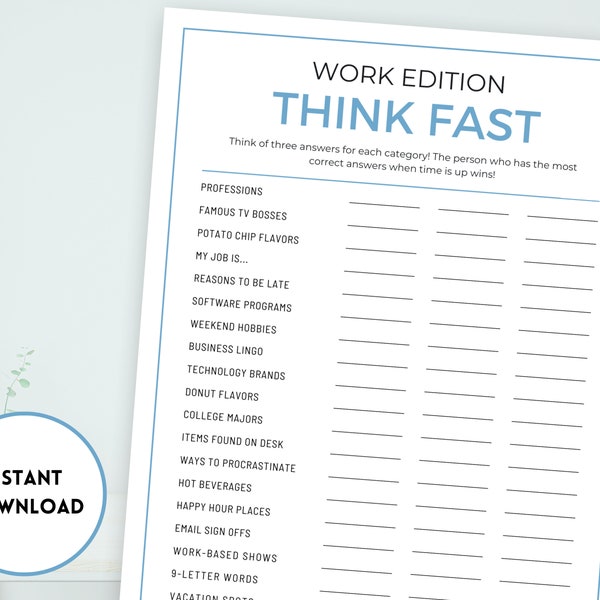 Printable Work Game - Etsy