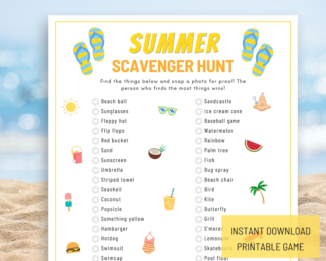 Summer Scavenger Hunt, Summer Activities for Kids, Summer Game ...