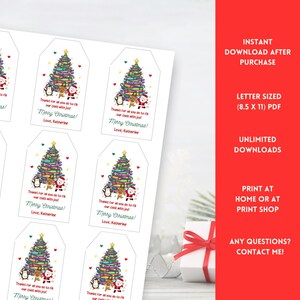 Teacher Christmas Gift Tag, Printable Gift Tag for Teacher, Teacher ...