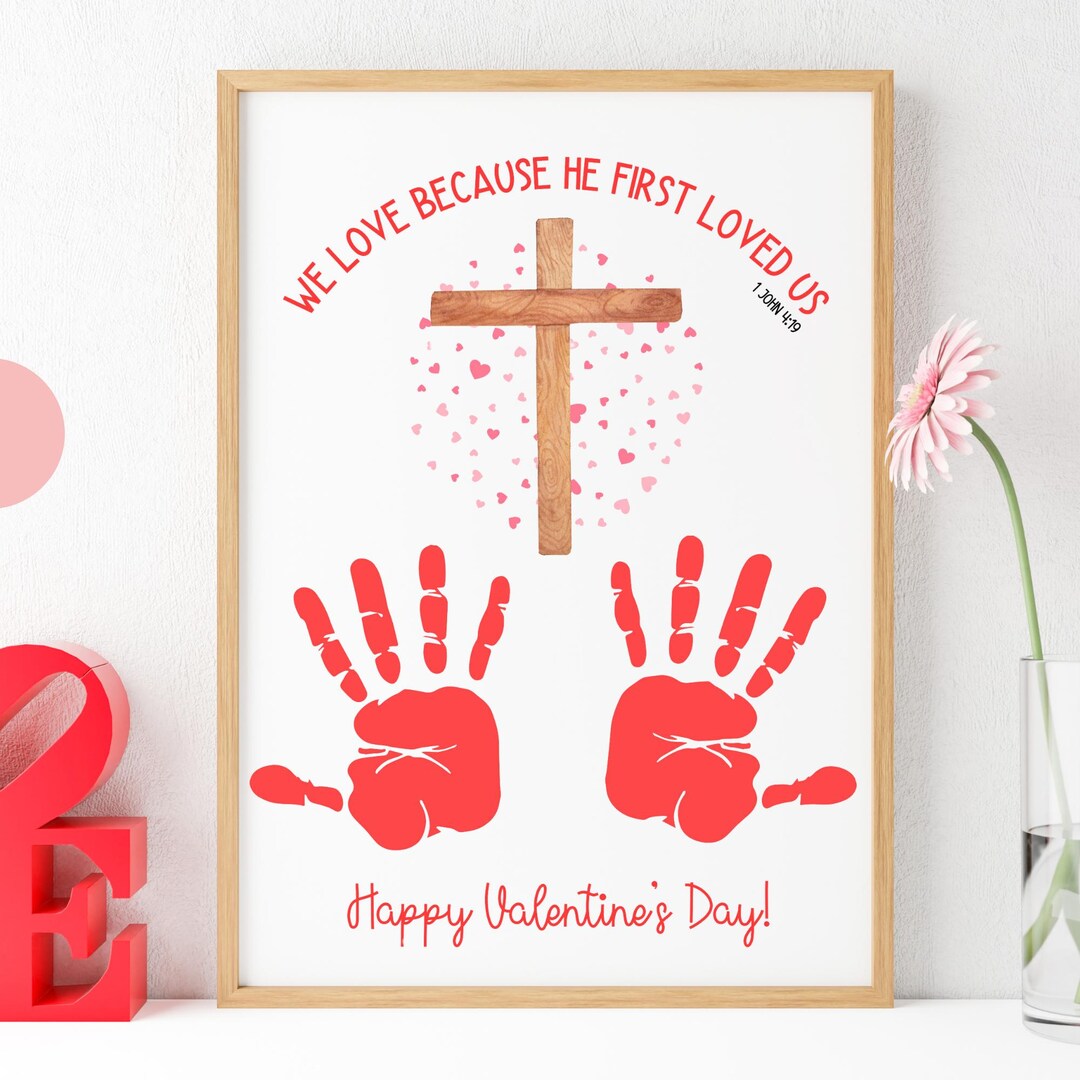Preschool Valentine's Bible Handprint Craft, Valentine’s Handprint ...