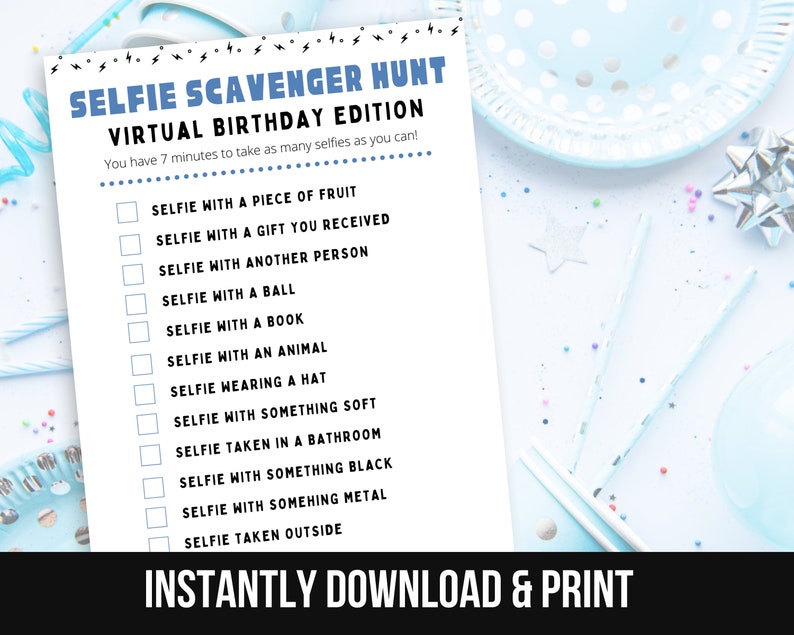 Selfie Scavenger Hunt Kids Virtual Birthday Party Games | Etsy