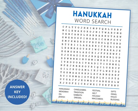 Hanukkah Word Search Printable Hanukkah Game Hanukkah Party - Etsy