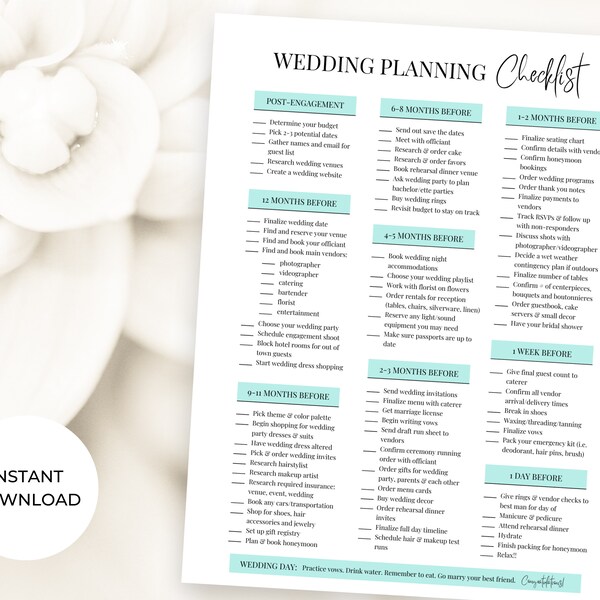 Wedding Checklist - Etsy