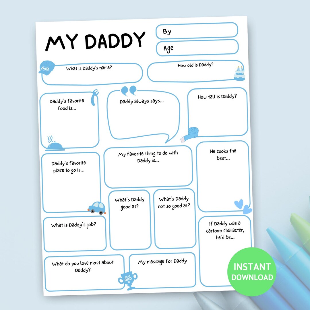 All About My Daddy, Father’s Day Questionnaire, Father's Day Gift. Fill ...