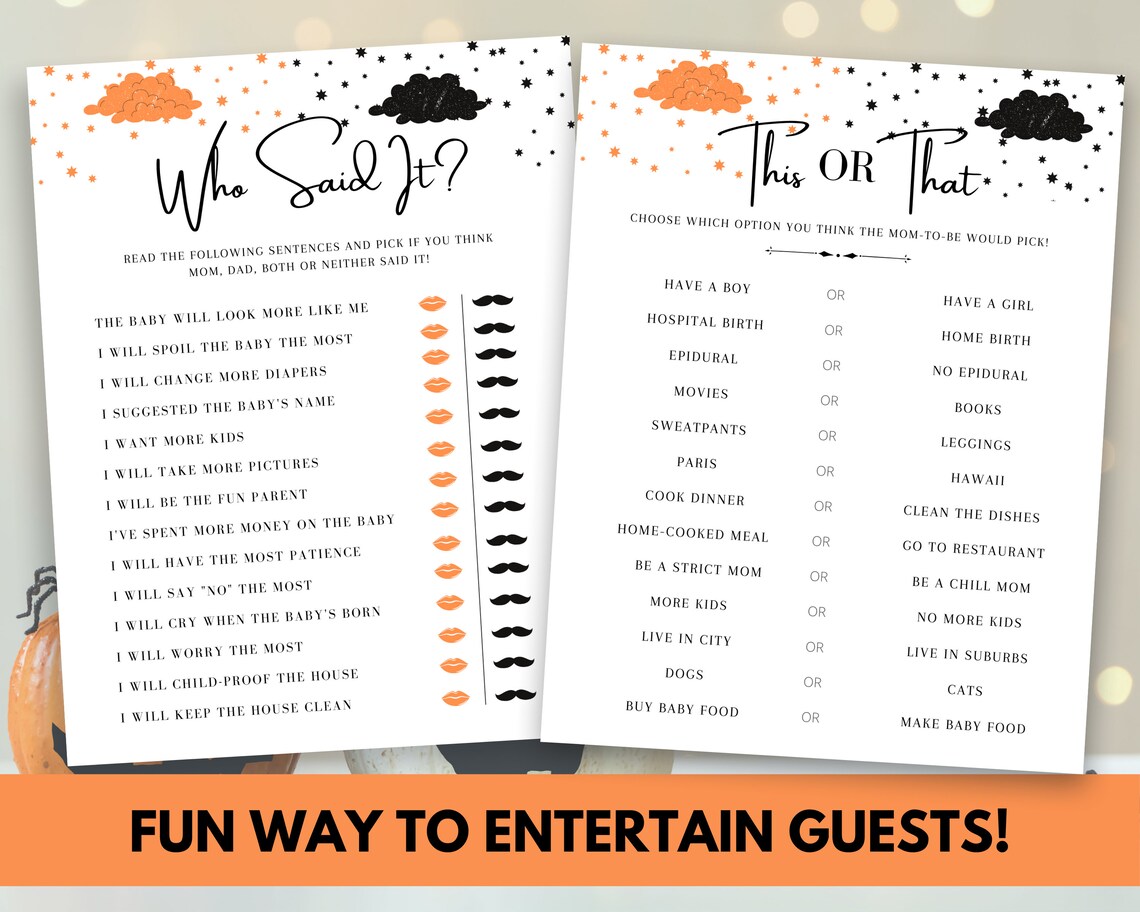 Gender Reveal Games Halloween Theme Gender Reveal Party Games - Etsy