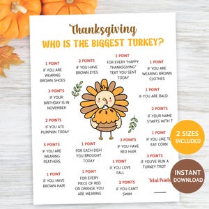 Thanksgiving Game, Who is the Biggest Turkey, Fun Thanksgiving Game ...
