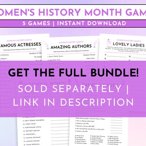 Women's History Month Game, Famous Actresses Game, International Women ...