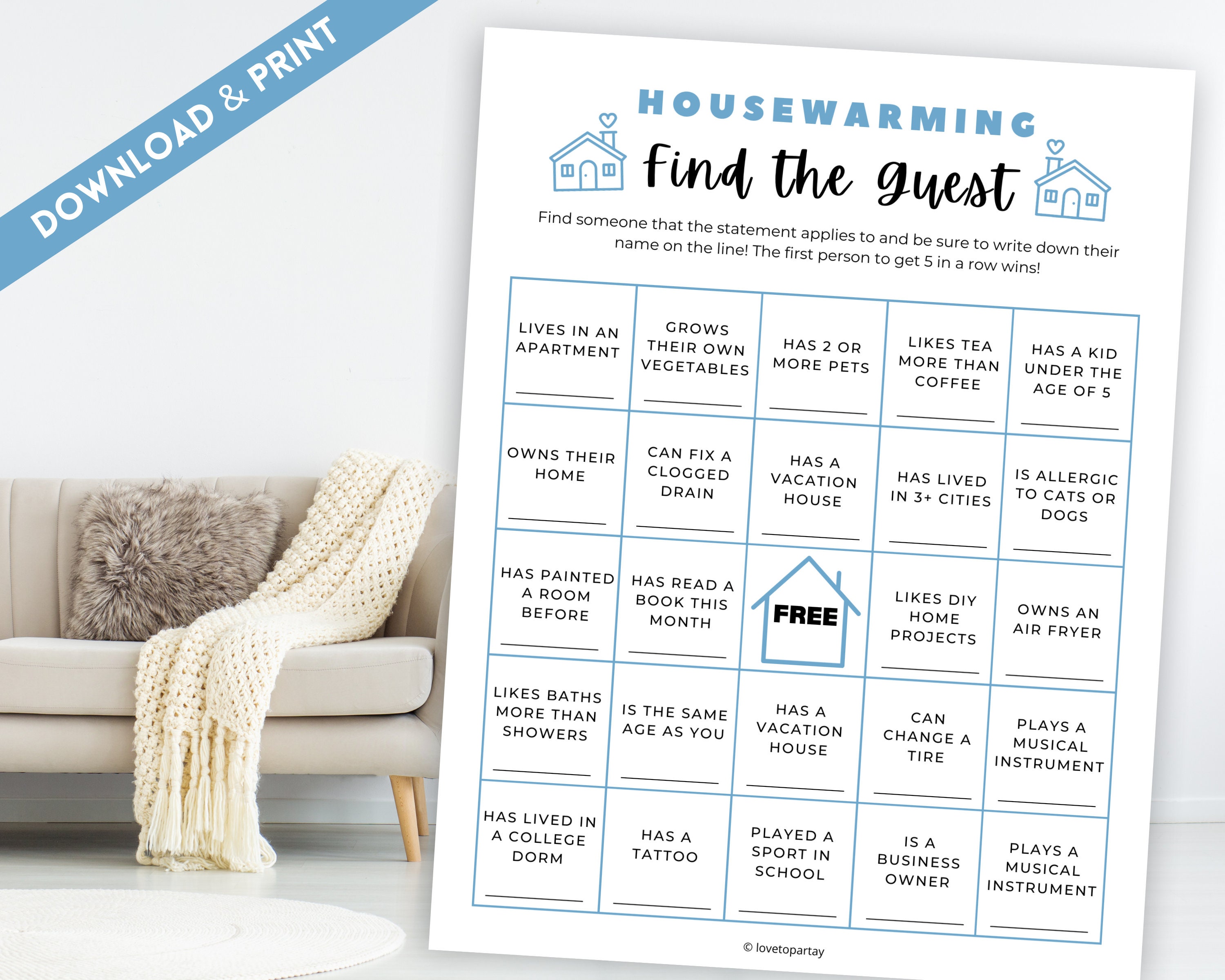 Housewarming Find the Guest Printable Housewarming Game - Etsy