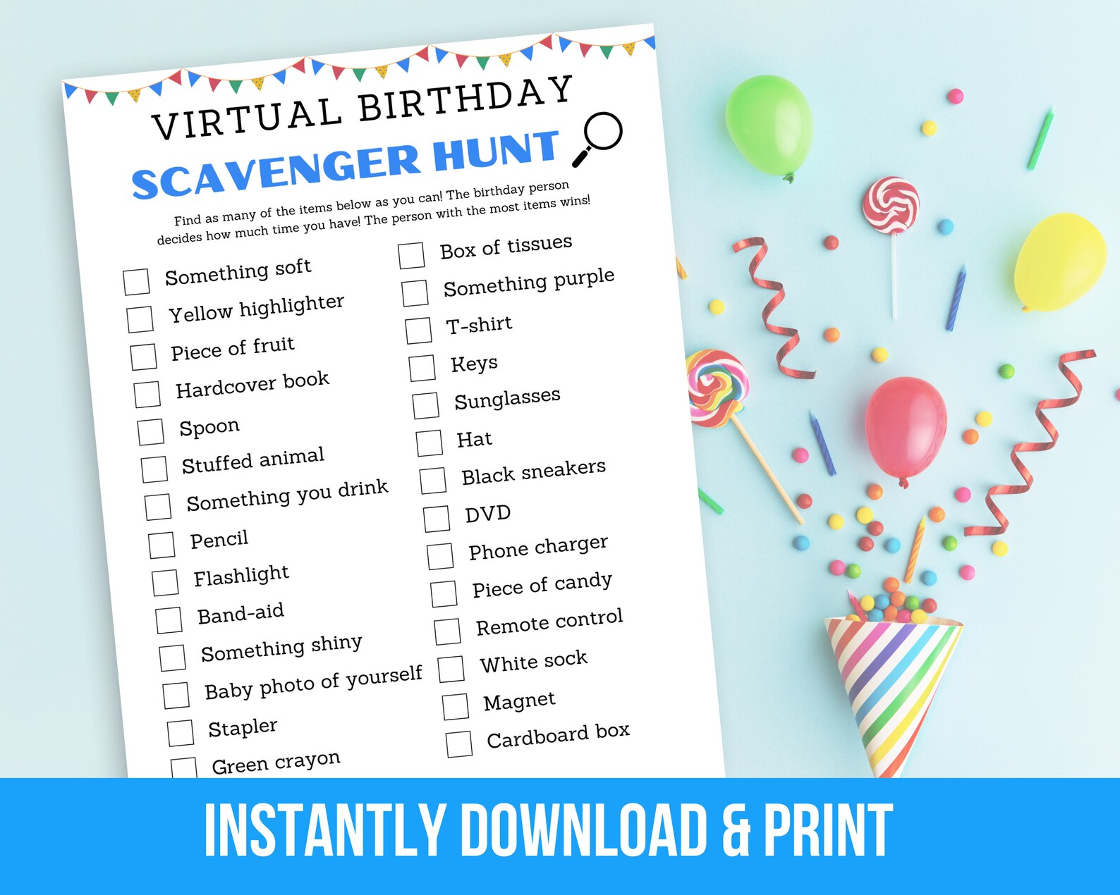 Virtual Birthday Scavenger Hunt Boy's Birthday Party | Etsy