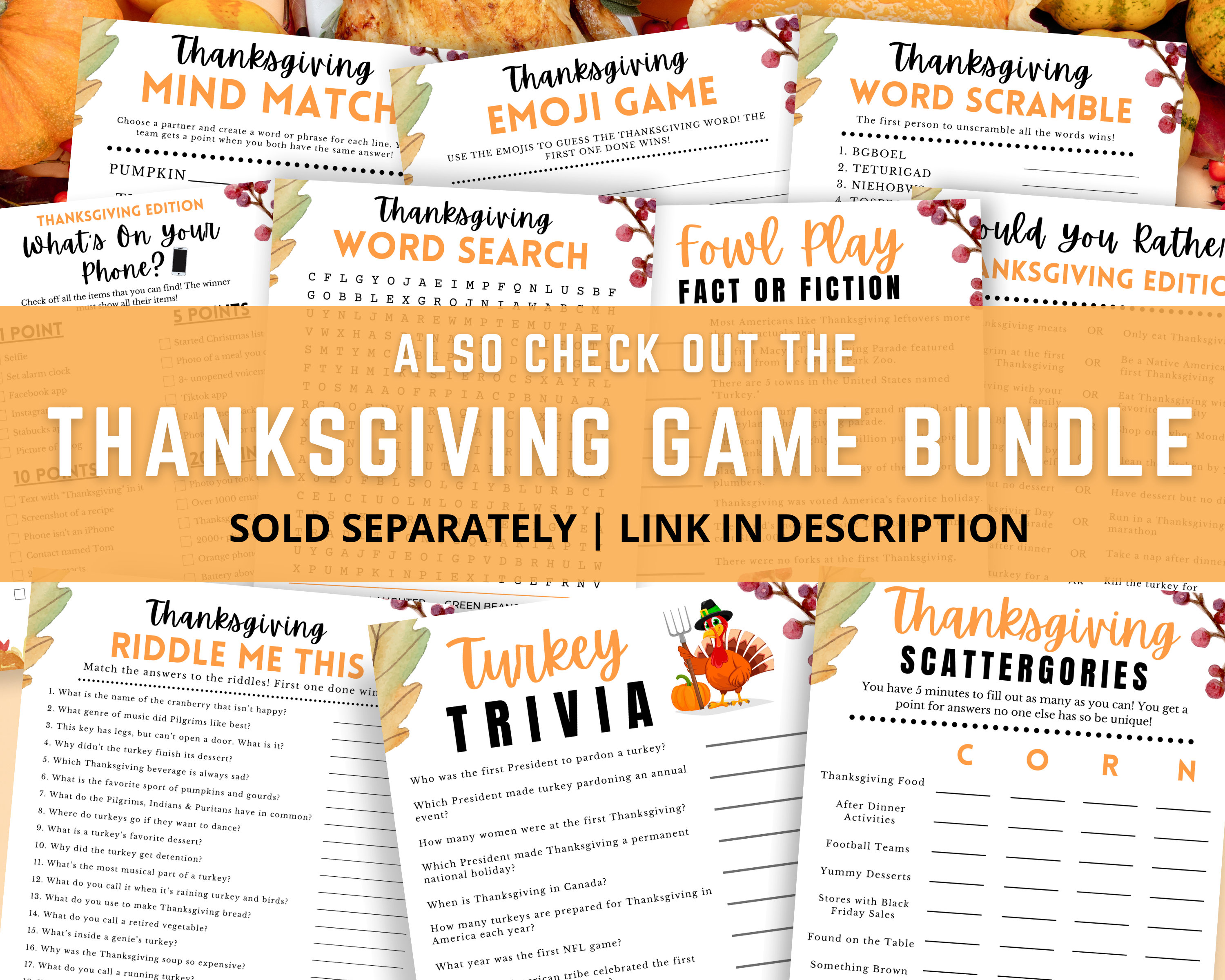 Fall Games Bundle Printable Autumn Game Bundle Fall - Etsy