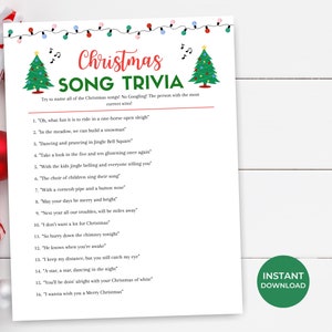 Christmas Song Trivia, Printable Christmas Game, Adult Christmas Game ...