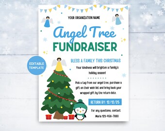 Angel Tree Fundraiser Flyer, Editable Christmas Angel Tree Sign ...