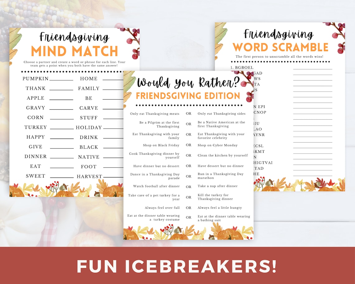 Friendsgiving Games Bundle Printable Friendsgiving Games - Etsy