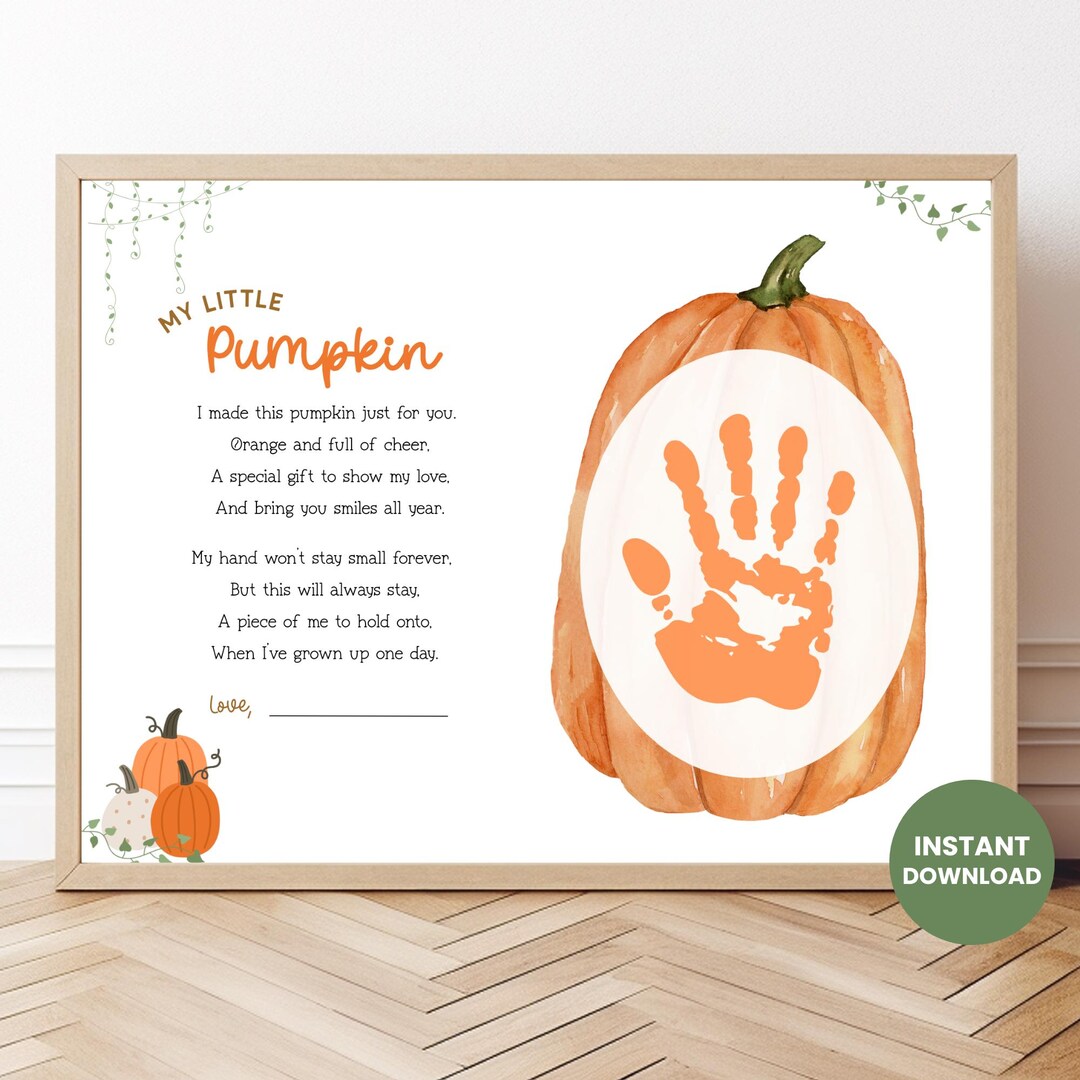 Fall Handprint Keepsake Craft, Pumpkin Handprint Art Craft, Preschool ...
