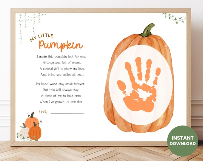 Pumpkin Poem Handprint Art: Fall Halloween Keepsake (digital Download ...