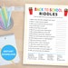 Back to School Riddles Printable Back to School Game First - Etsy