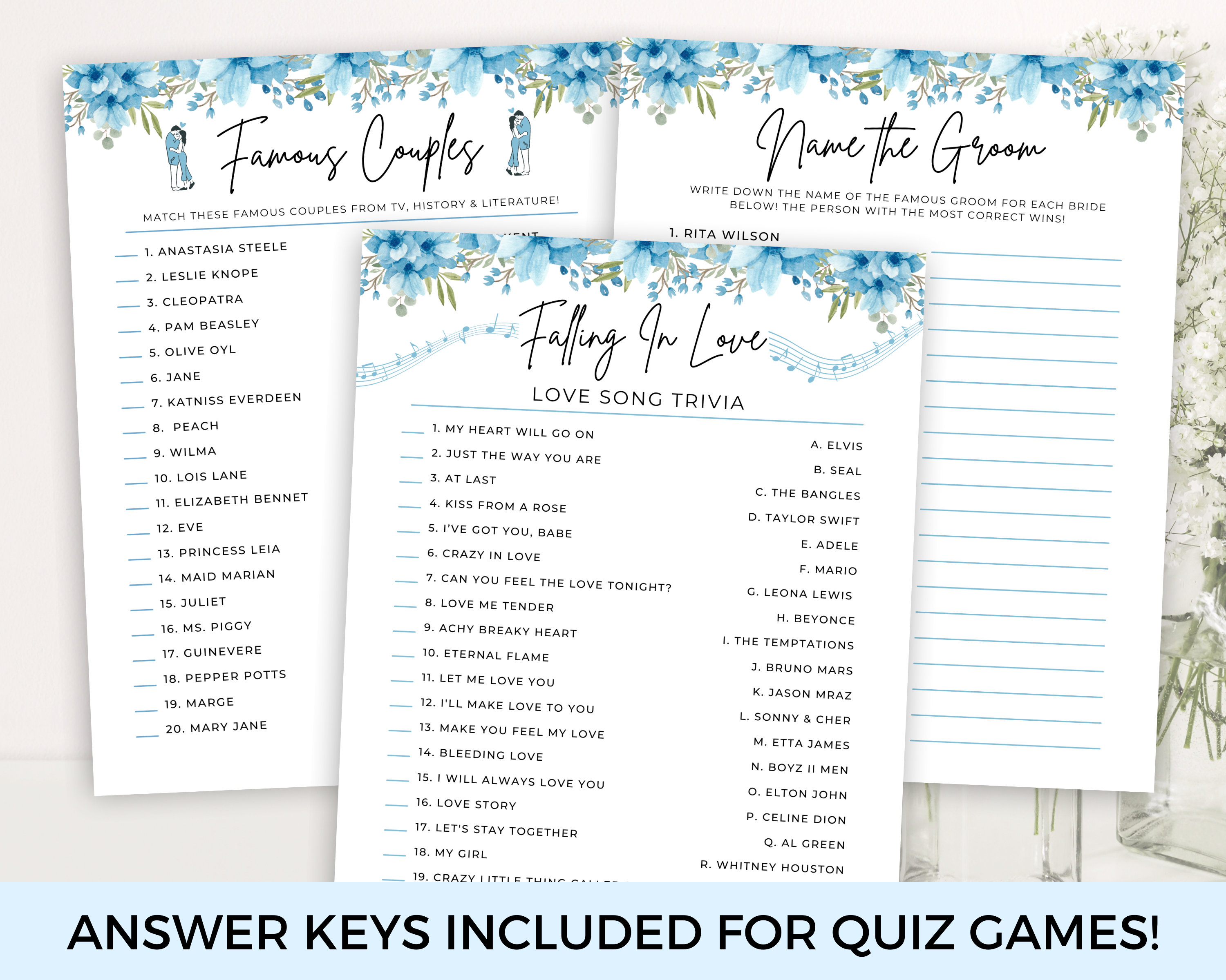 Couples Shower Games Floral Printable Couples Shower Party | Etsy