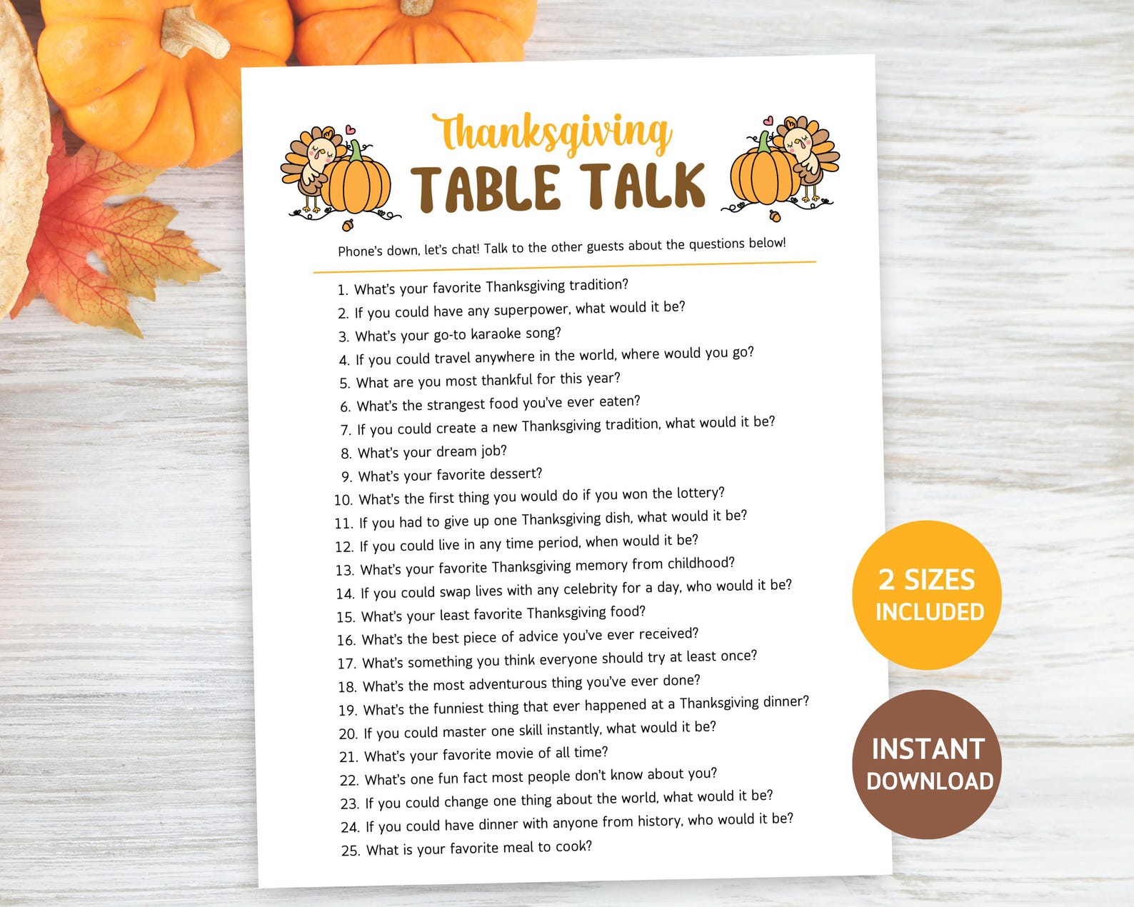 Thanksgiving Table Talk, Thanksgiving Game, Conversation Starters ...