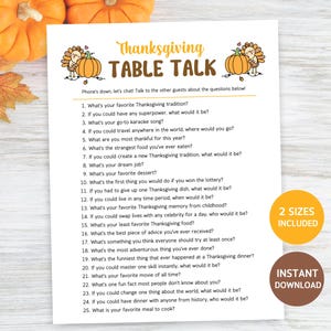 Thanksgiving Table Talk, Thanksgiving Game, Conversation Starters ...