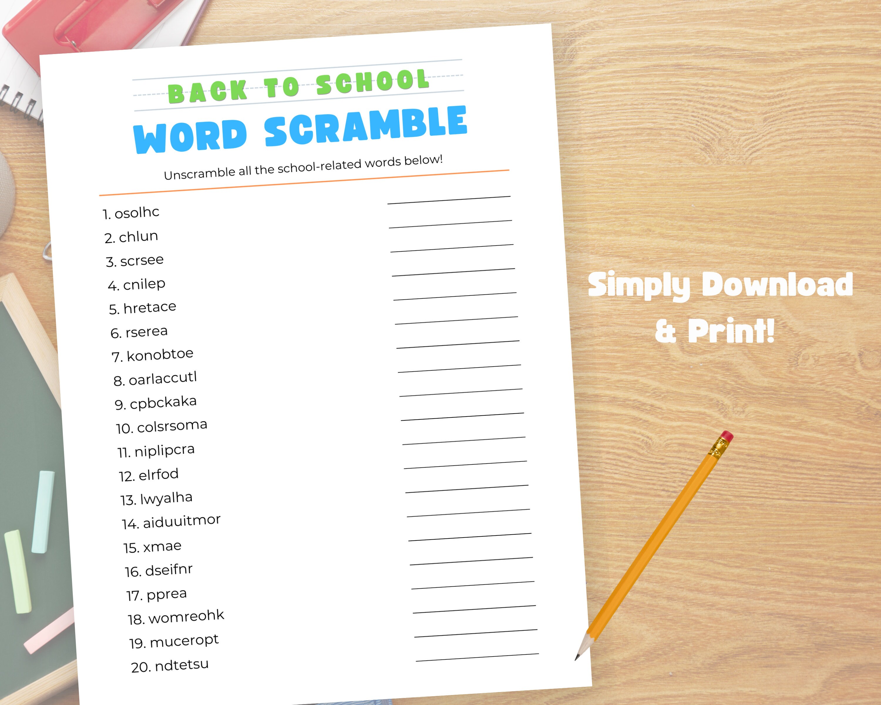 Back to School Word Scramble, Classroom Games, Icebreakers for Students ...