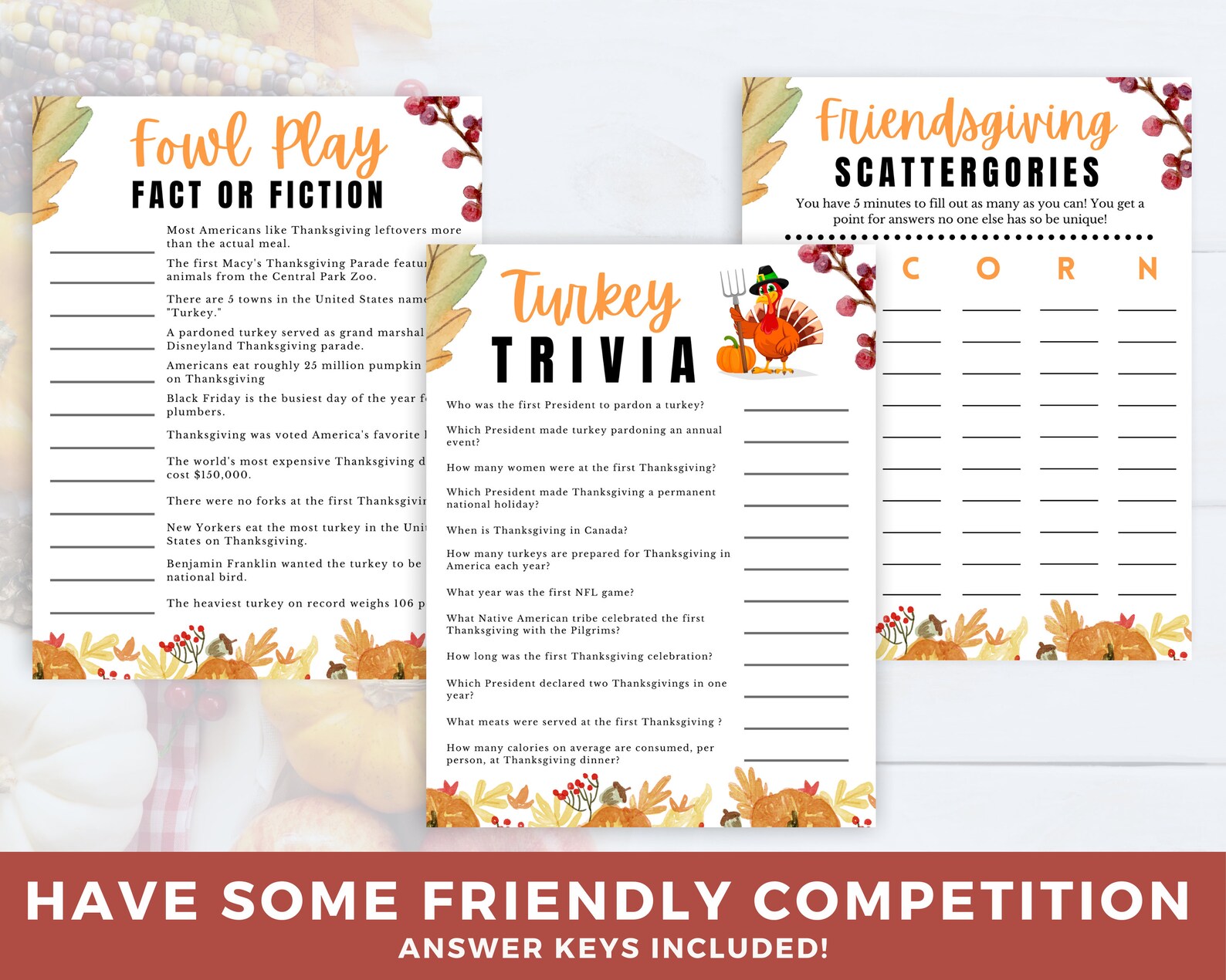 Friendsgiving Games Bundle Printable Friendsgiving Games - Etsy