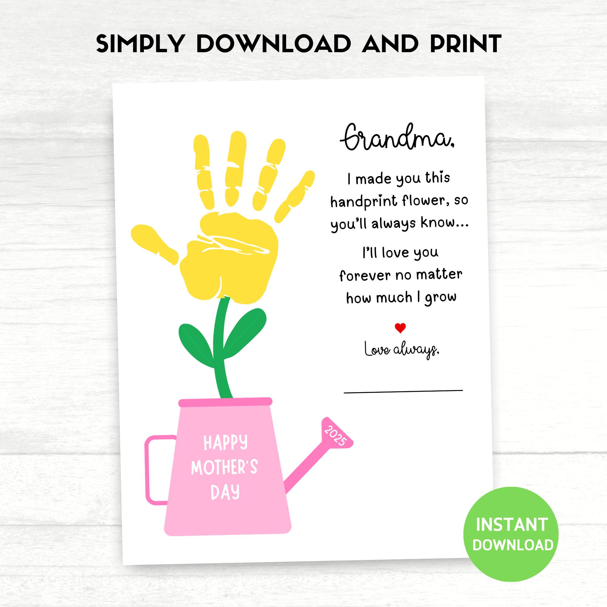 Grandma Mother's Day Handprint Art Craft, Editable Grandma Handprint ...