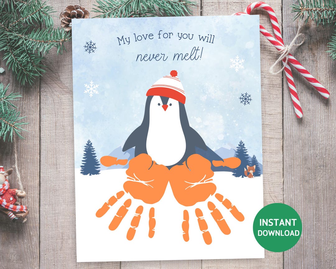 Winter Handprint Art Craft, Handprint Keepsake Gift, Christmas Toddler ...