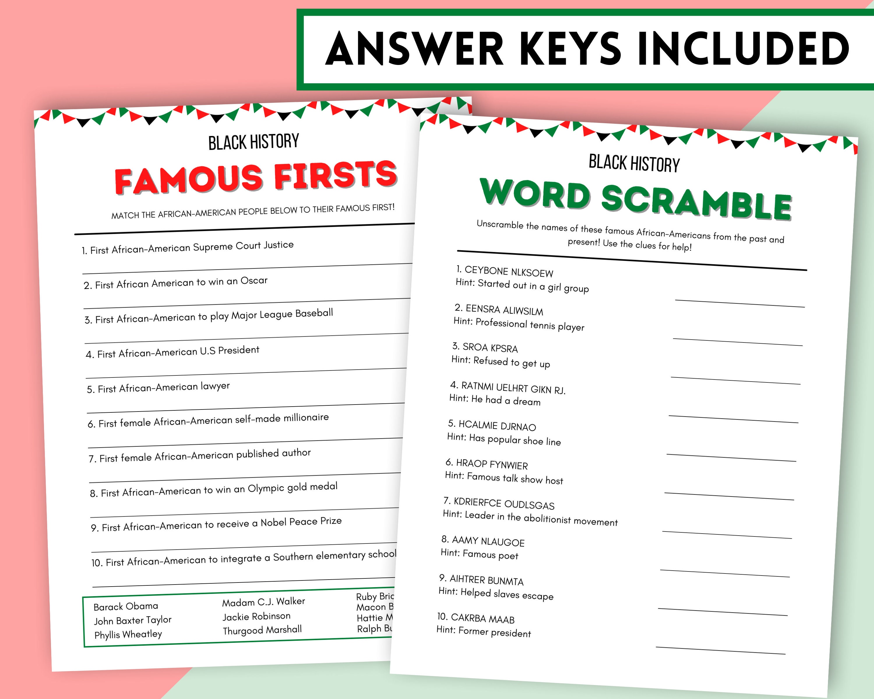 Black History Games Bundle Black History Month Games Black - Etsy